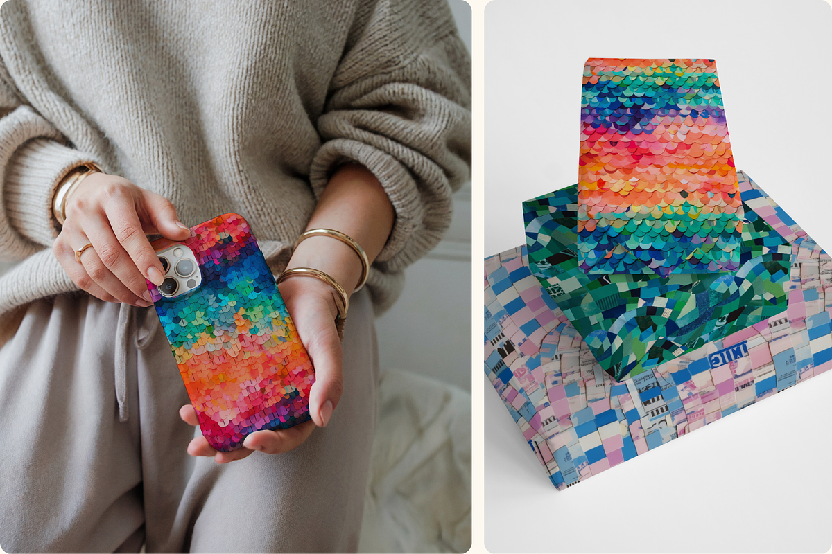 Paper Mosaic Seamless Patterns, a Pattern Graphic by Ninterints