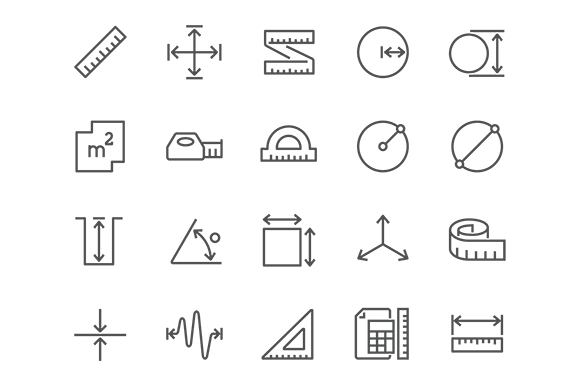 Line Measure Icons, an Outline Icon by Davooda