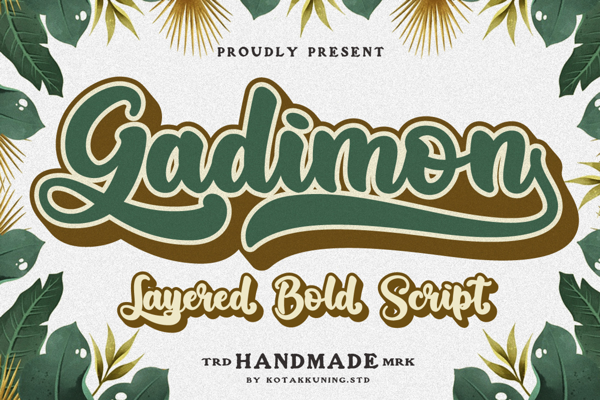 Gadimon Layered Font, a Script Font by Kotak Kuning Studio