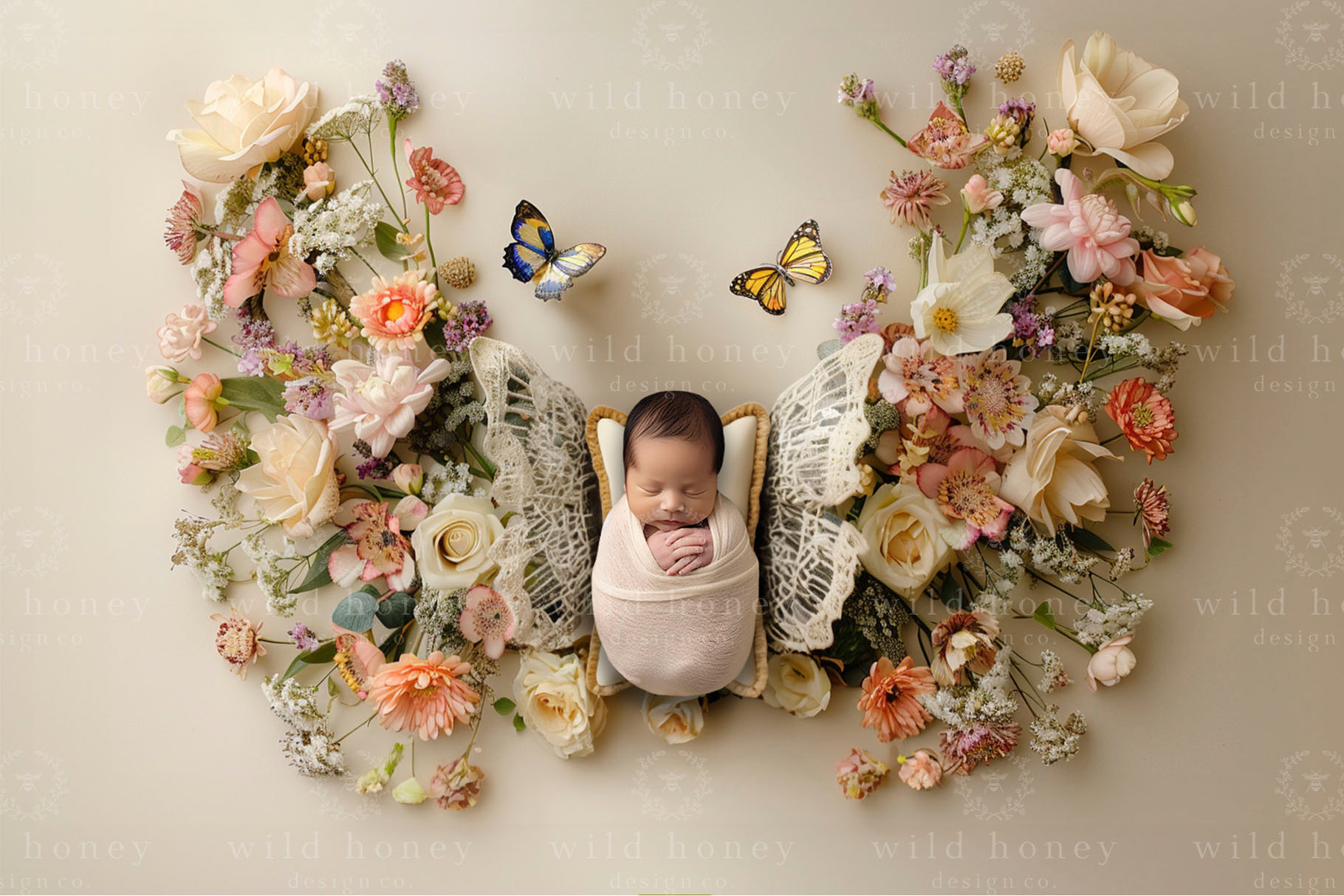 Newborn Butterfly Digital Backdrop, a Layer Style Add-On by Wild Honey ...