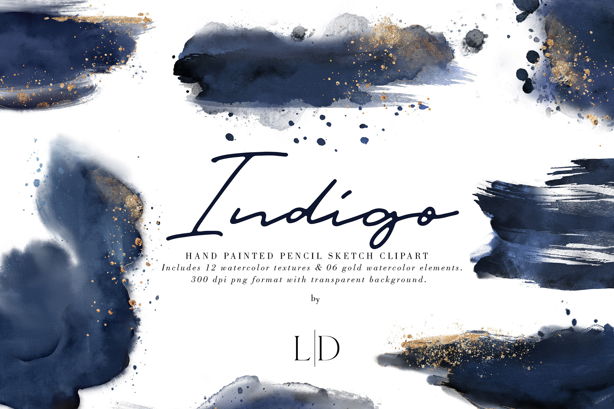 Indigo | Watercolor textures, a Texture Graphic by Luiz da Rolt Grathwohl
