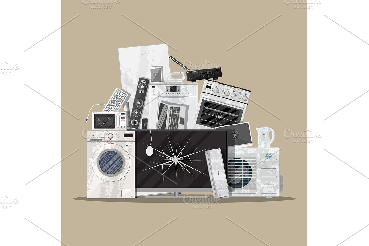 e-waste electrical and electronic, a Person Illustration by Abscent
