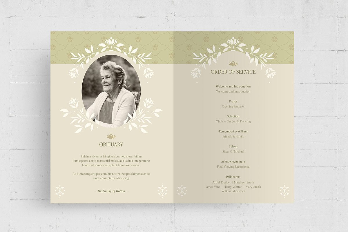 Elegant Funeral Program Template, a Flyer Template by BrandPacks