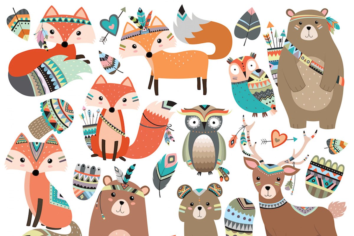 Huge Tribal Animal Clipart Bundle, an Animal Illustration by Kenna Sato ...