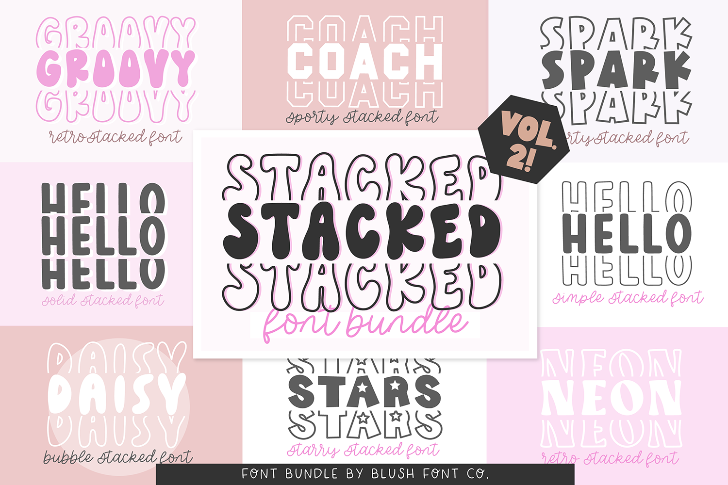 STACKED FONT BUNDLE Vol. 2, a Font by Blush Font Co.