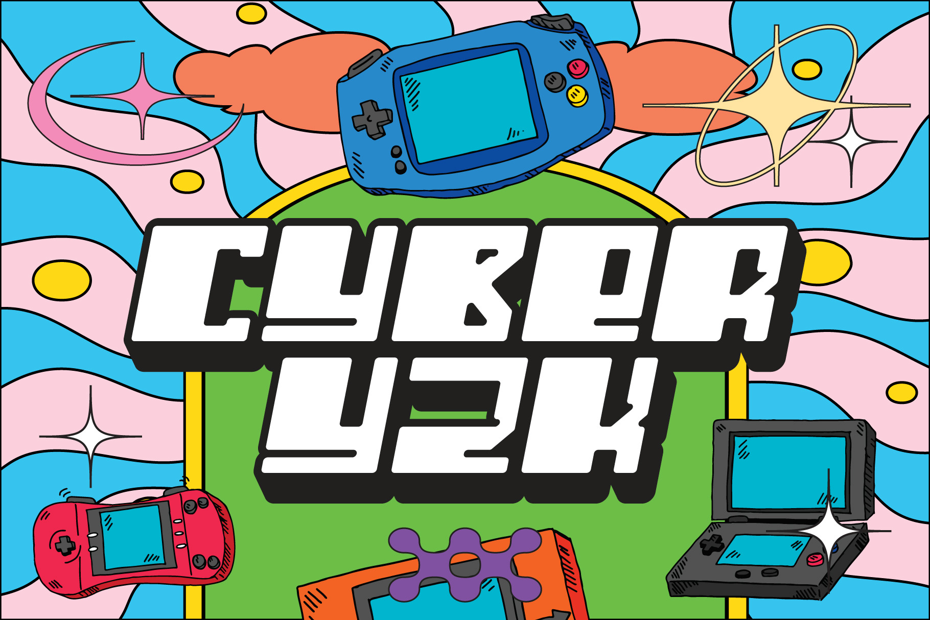 CYBER Y2K Font-Aesthetic Colour Font, a Symbol Font by ASDF Graphics