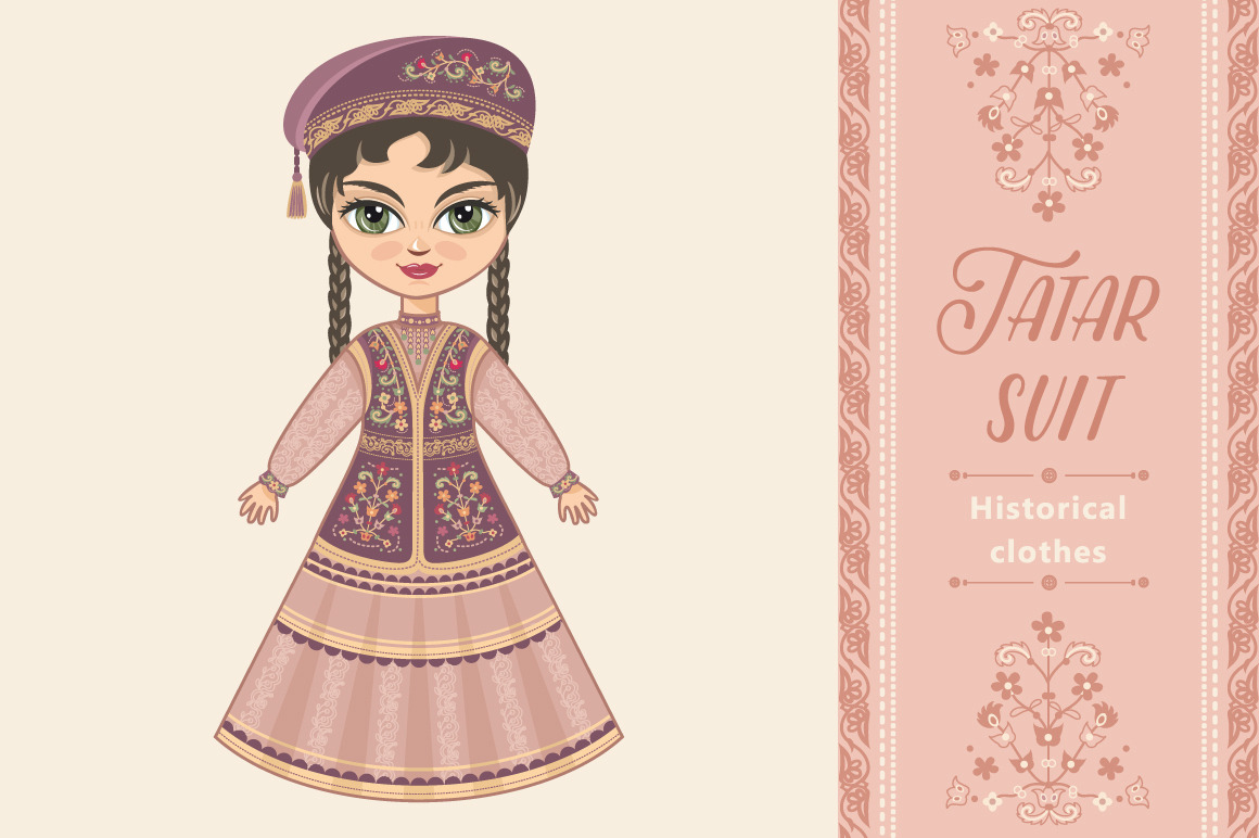 The girl in Tatar dress., an Illustration by Zoya Miller