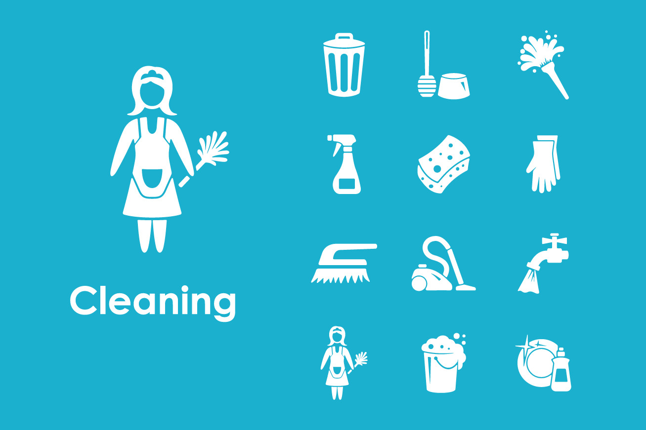 Set of cleaning simple icons, an Outline Icon by Palau