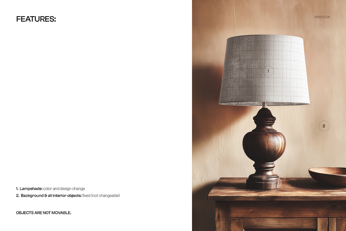 Baluster Lamp with Shade Mockup, a Household Mockup by creatsy5