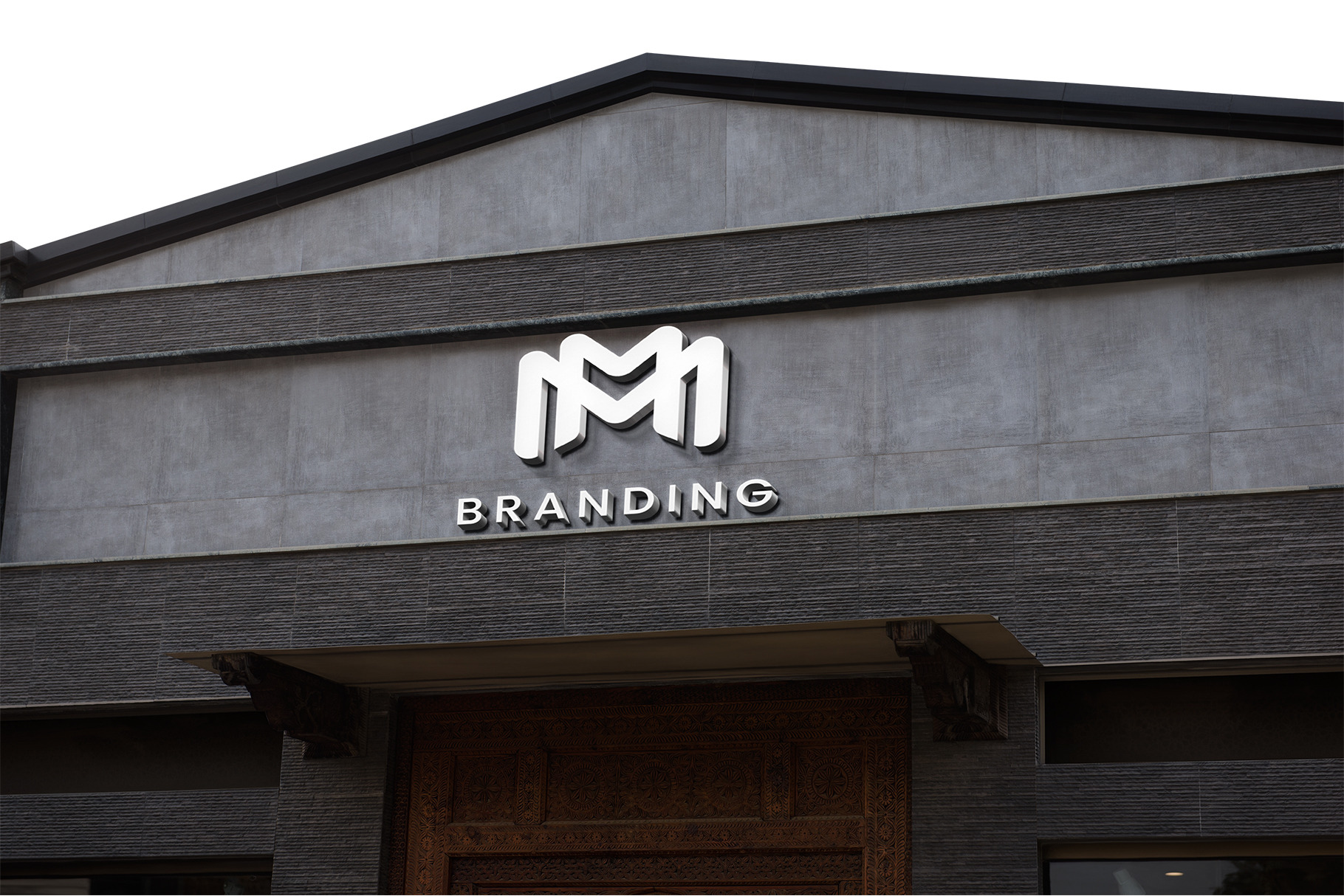 3d Sign Metallic on Shop Logo Mockup