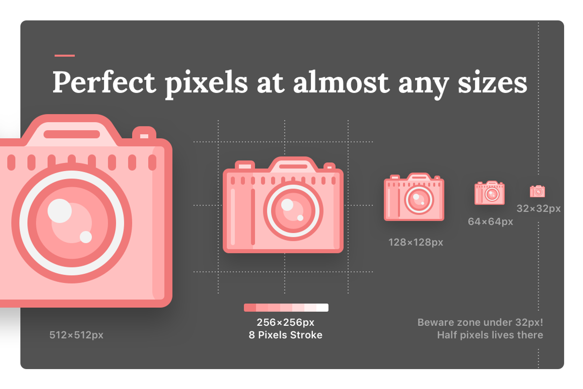 Red Short Lines, an Outline Icon by Kirill