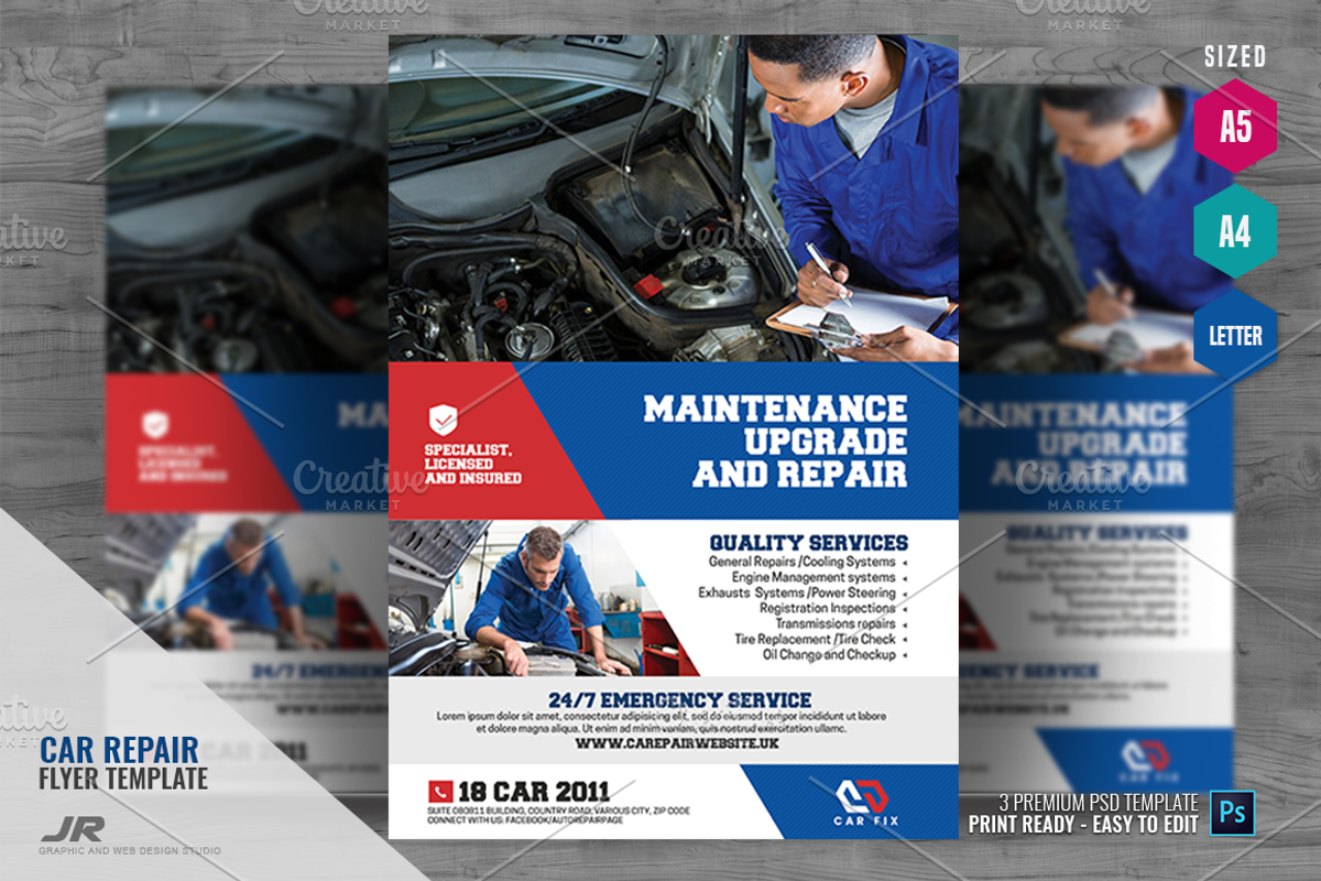 Car And Auto Mechanic Flyer, a Flyer Template by PSDPixel