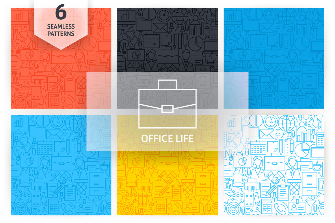 Office Life Line Seamless Patterns | Graphic Patterns ~ Creative Market