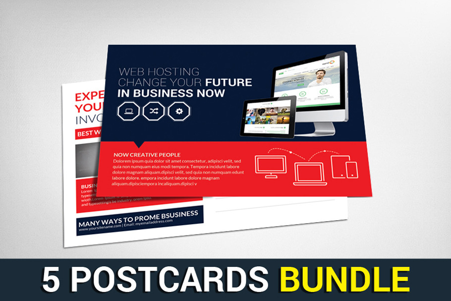 5 Multipurpose Business Postcards, a Card Template by graphicforest