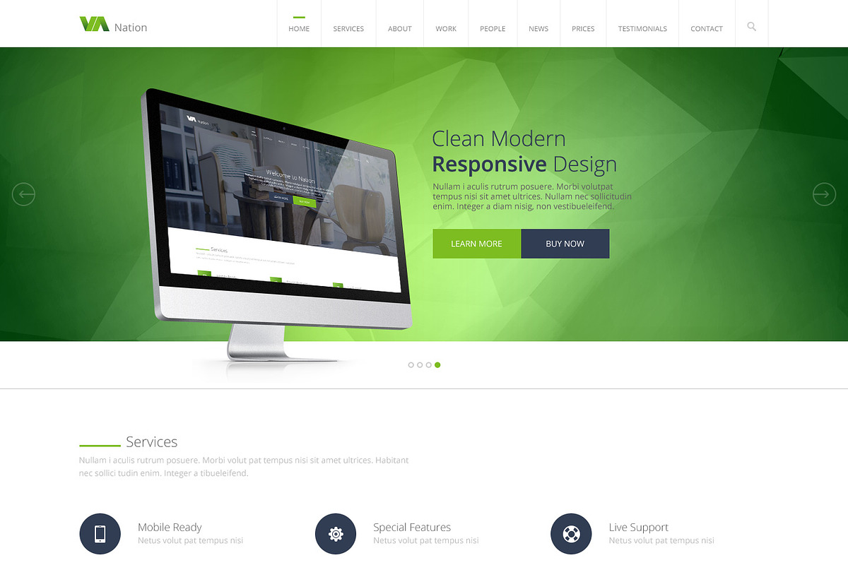 Nation-One Page PSD Template, a Landing Page Template by flr.24