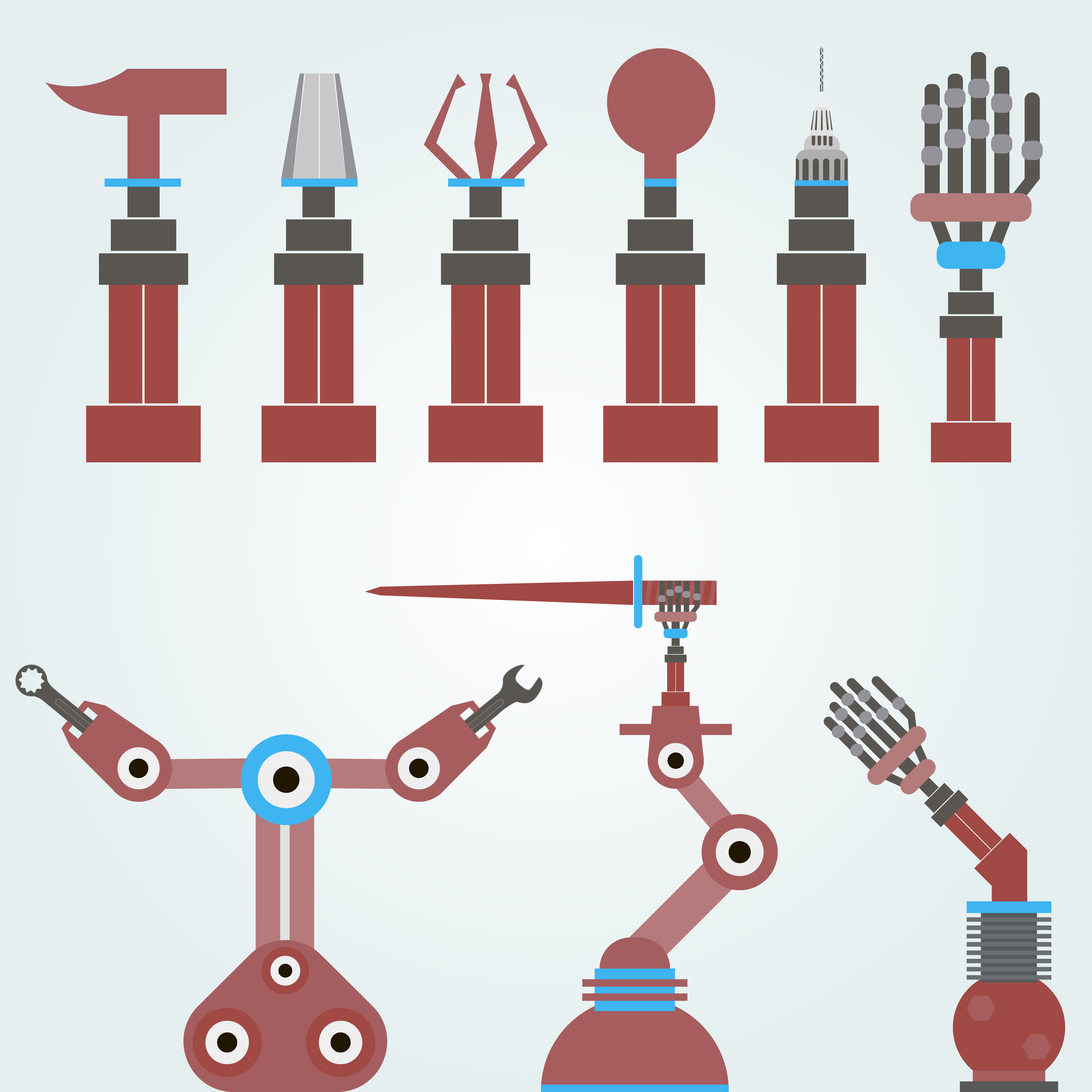 set of robots. template for you | Technology Illustrations ~ Creative ...