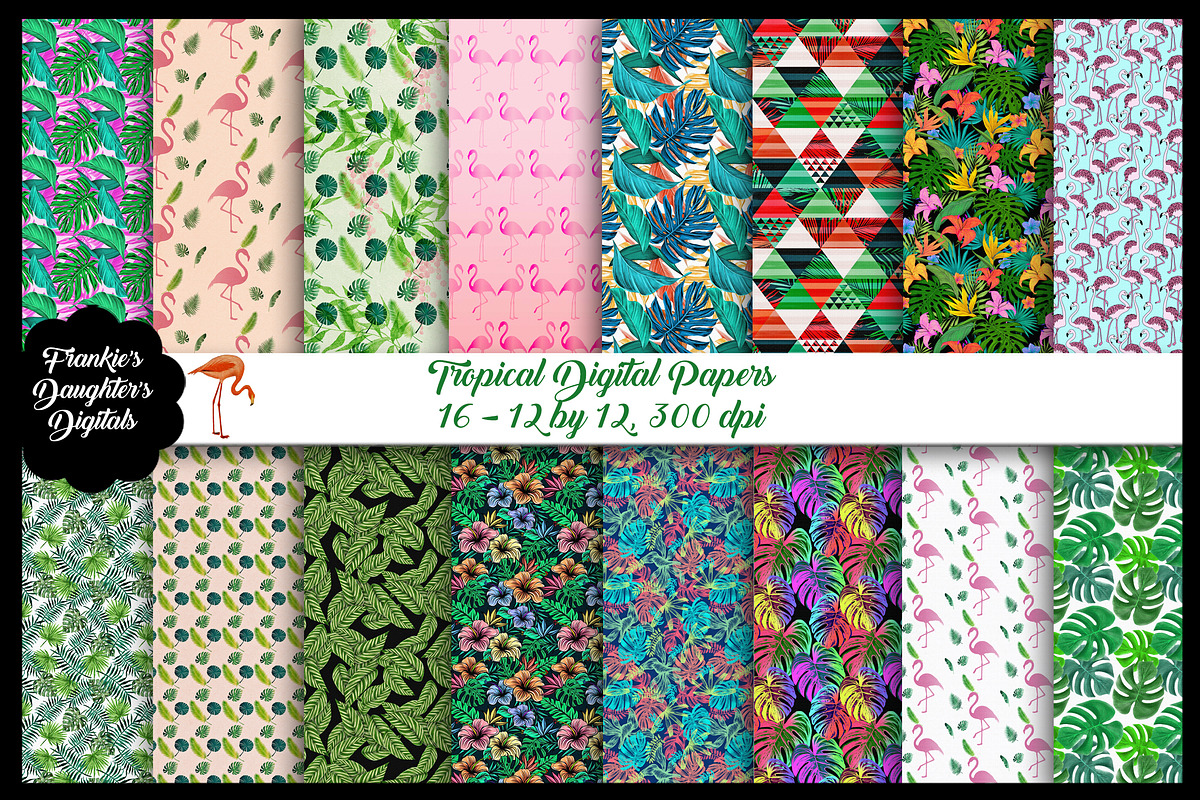 Tropical Patterns Digital Paper Pack, a Pattern Graphic by ...