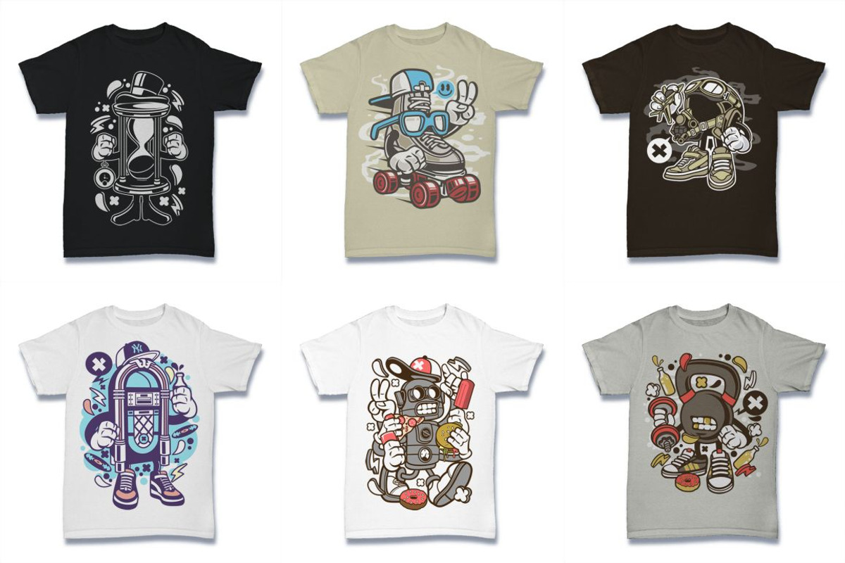 Cartoon Vector Tshirt Design Bundle, an Illustration by roach_graphic