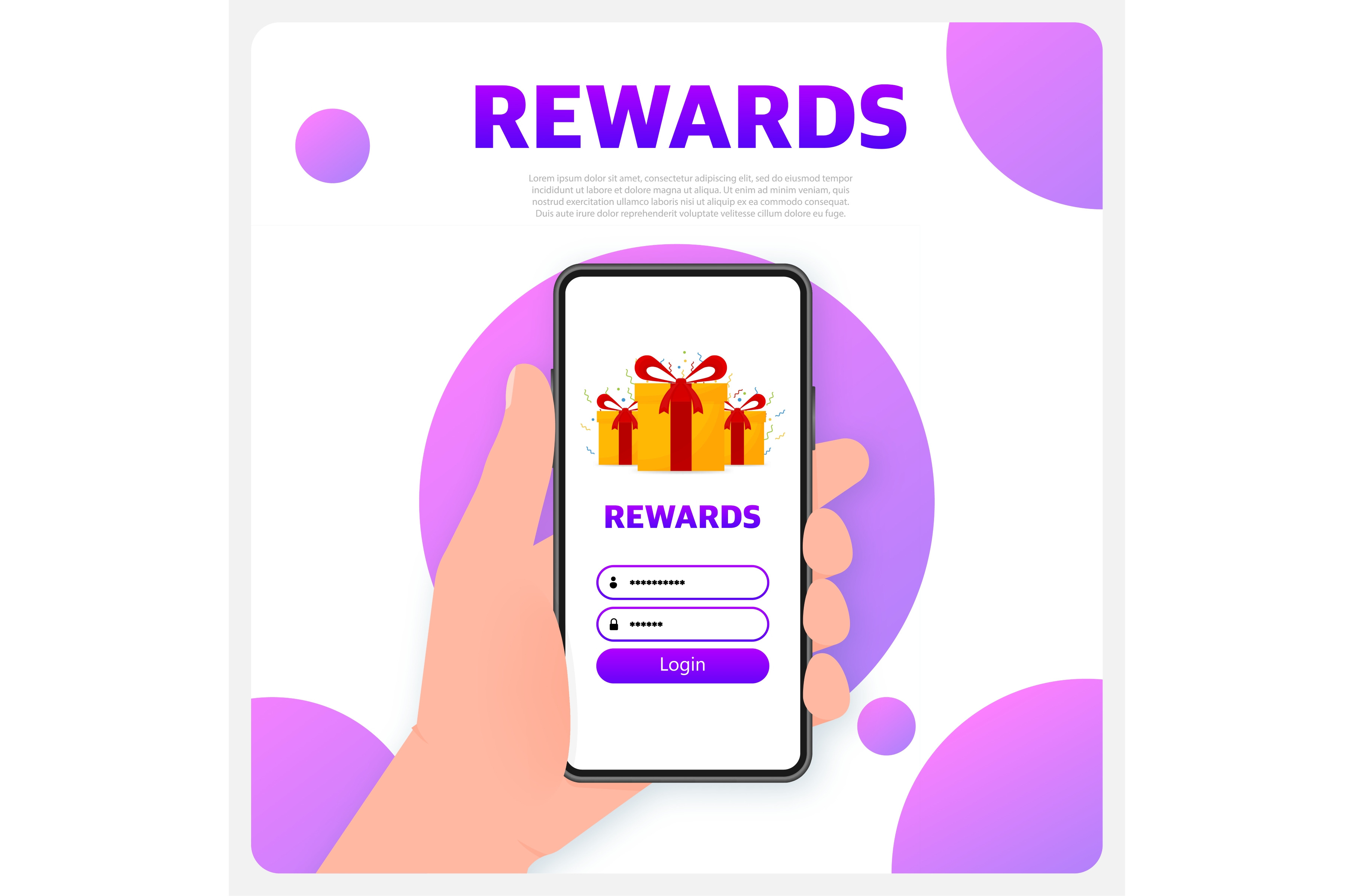 Rewards mockup for smartphone, an Illustration by UP-Studio | Creative ...