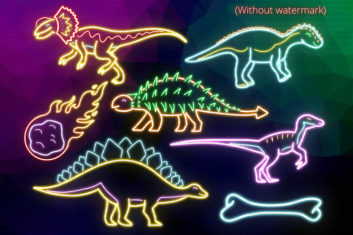 Neon Dinosaur PNG Clipart, an Education Illustration by Lenninator Digital