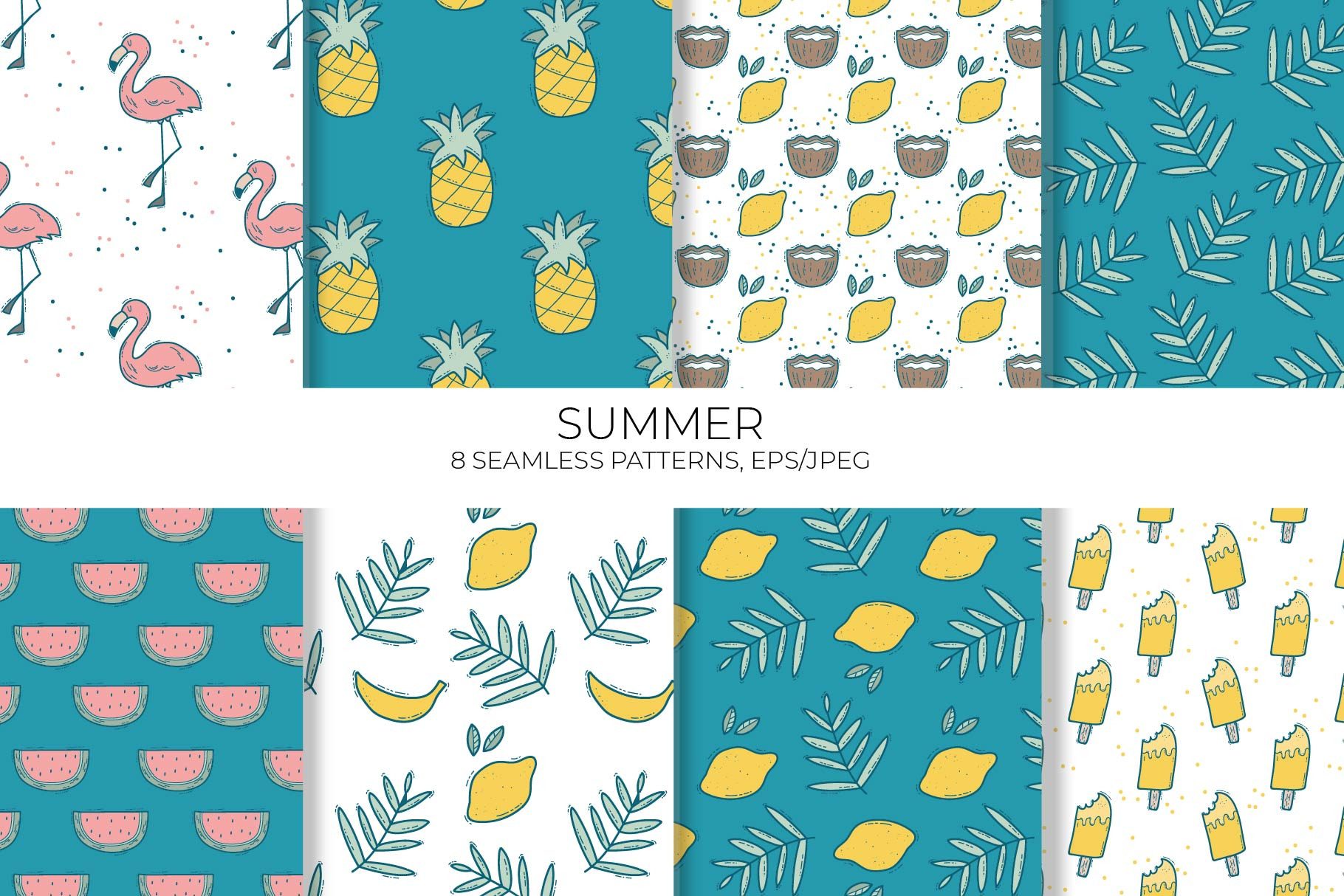 Summer seamless patterns, a Pattern Graphic by OrioleeDoodleArt