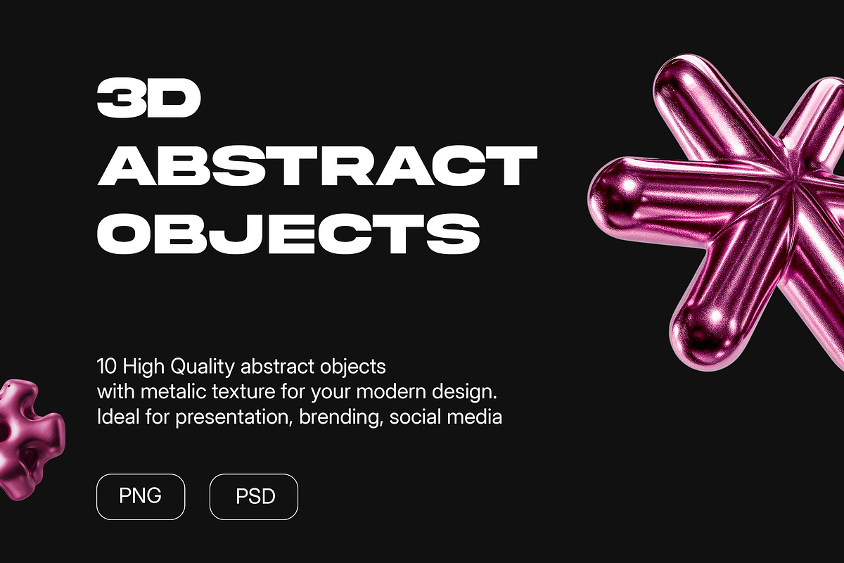 3D Abstract Metalic Shapes Icons