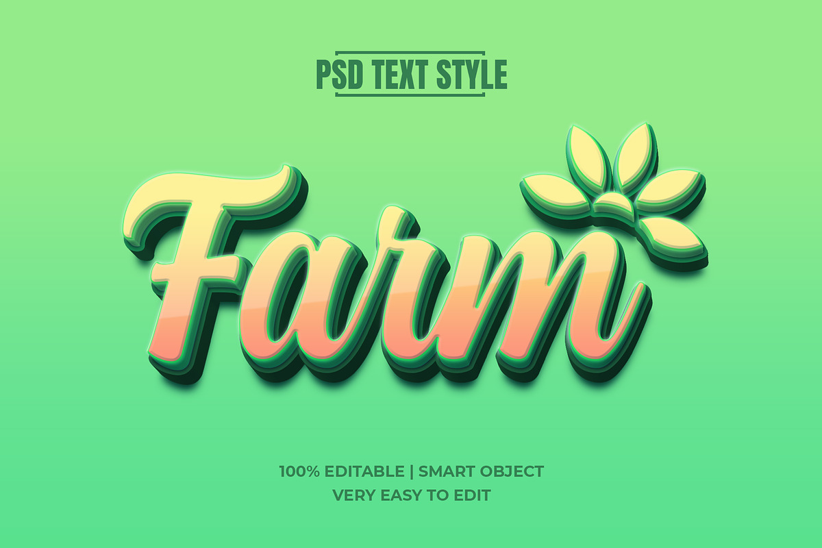 Farm 3D Text Effect PSD Mockup, a Layer Style Add-On by thefutive