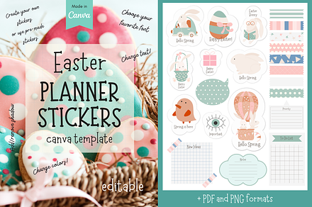 Easter Stickers Canva Template vol.4, a Templates & Theme by Nursery Art