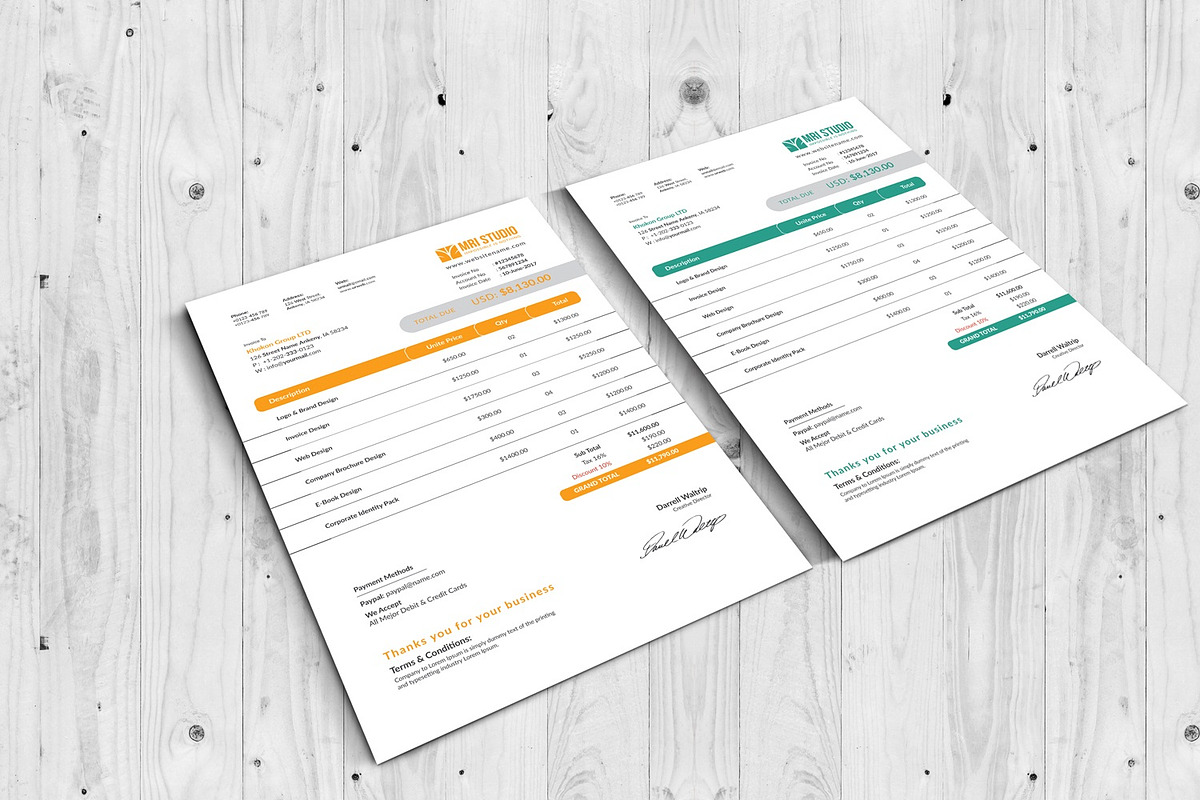 Invoice, a Stationery Template by MRI STUDIO
