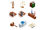 Isometric Law and Justice. Symbols of legal regulations. Juridical ...