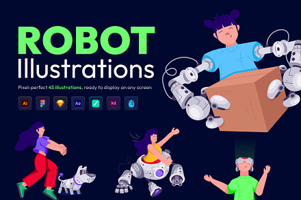 Pixel robot characters, cyborgs | Illustrations ~ Creative Market