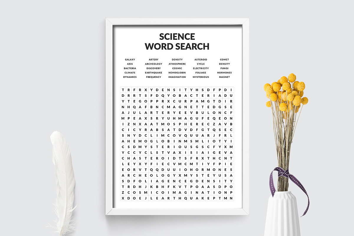 Science Word Search Game Template, a Templates & Theme by Amit Debnath