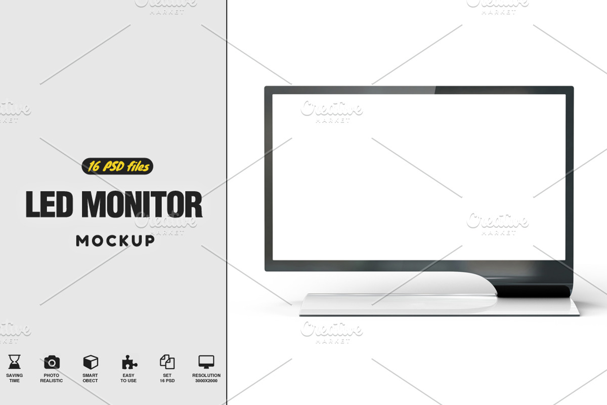 LED Monitor Mockup, a Product Mockup by PixelMockup | Creative Market