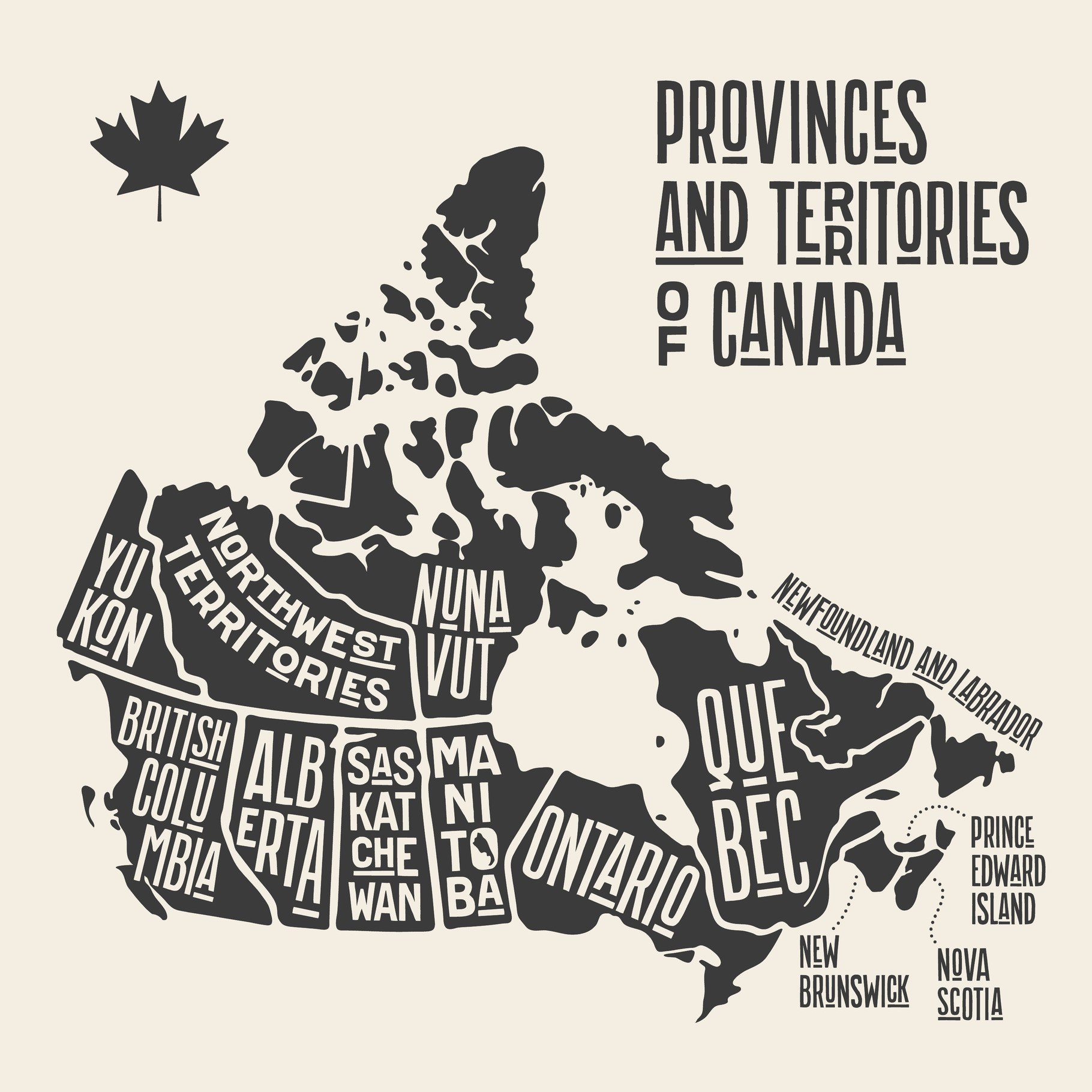 Map Canada. Poster map of provinces, an Illustration by Foxys Graphic