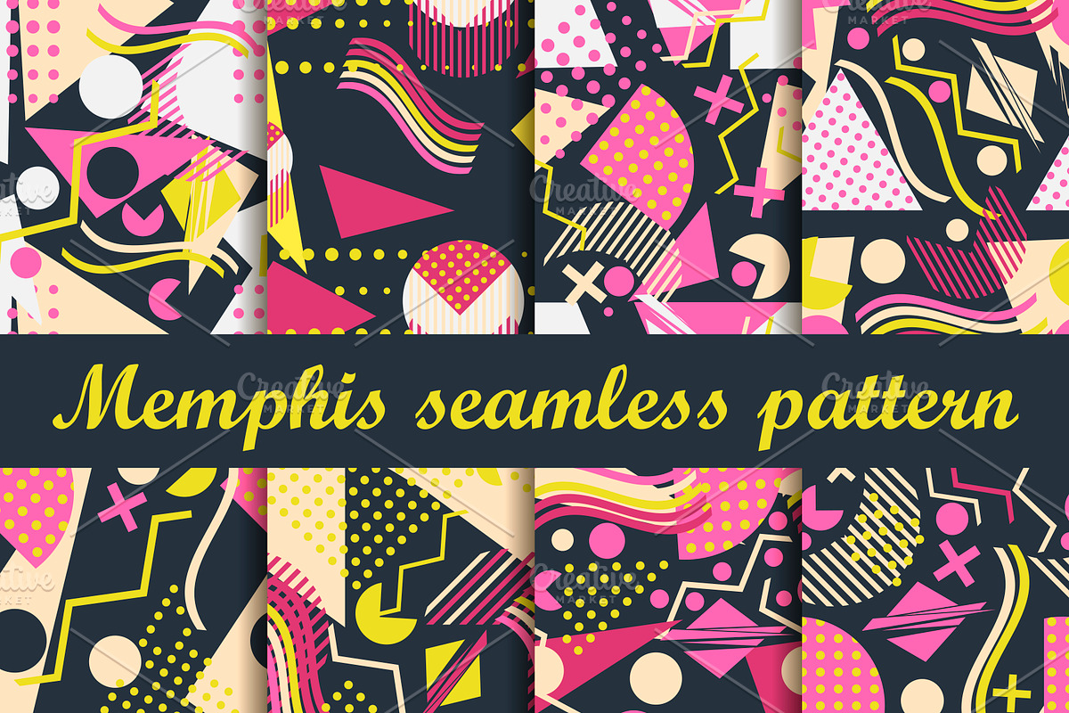 Memphis seamless pattern 80's, a Pattern Graphic by Andy Vinnikov