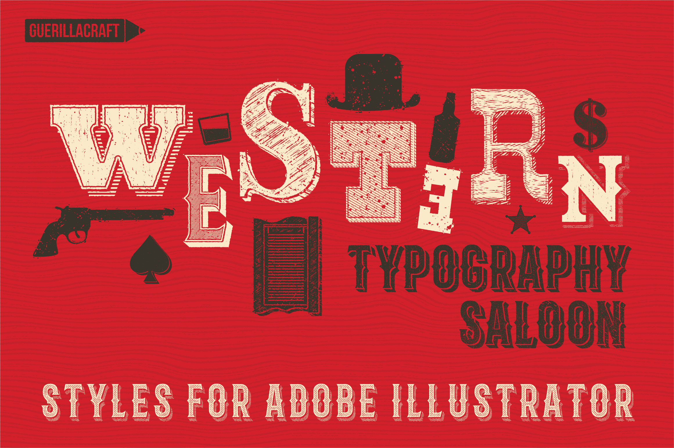 Western Typography Saloon, a Layer Style Add-On by Guerillacraft