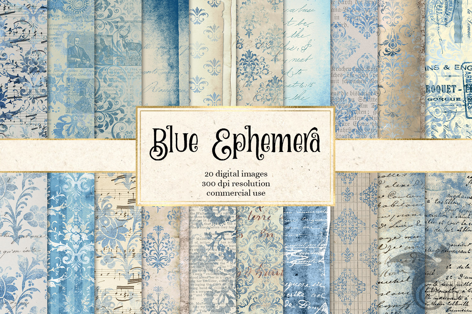 Blue Ephemera Textures, a Texture Graphic by Digital Curio