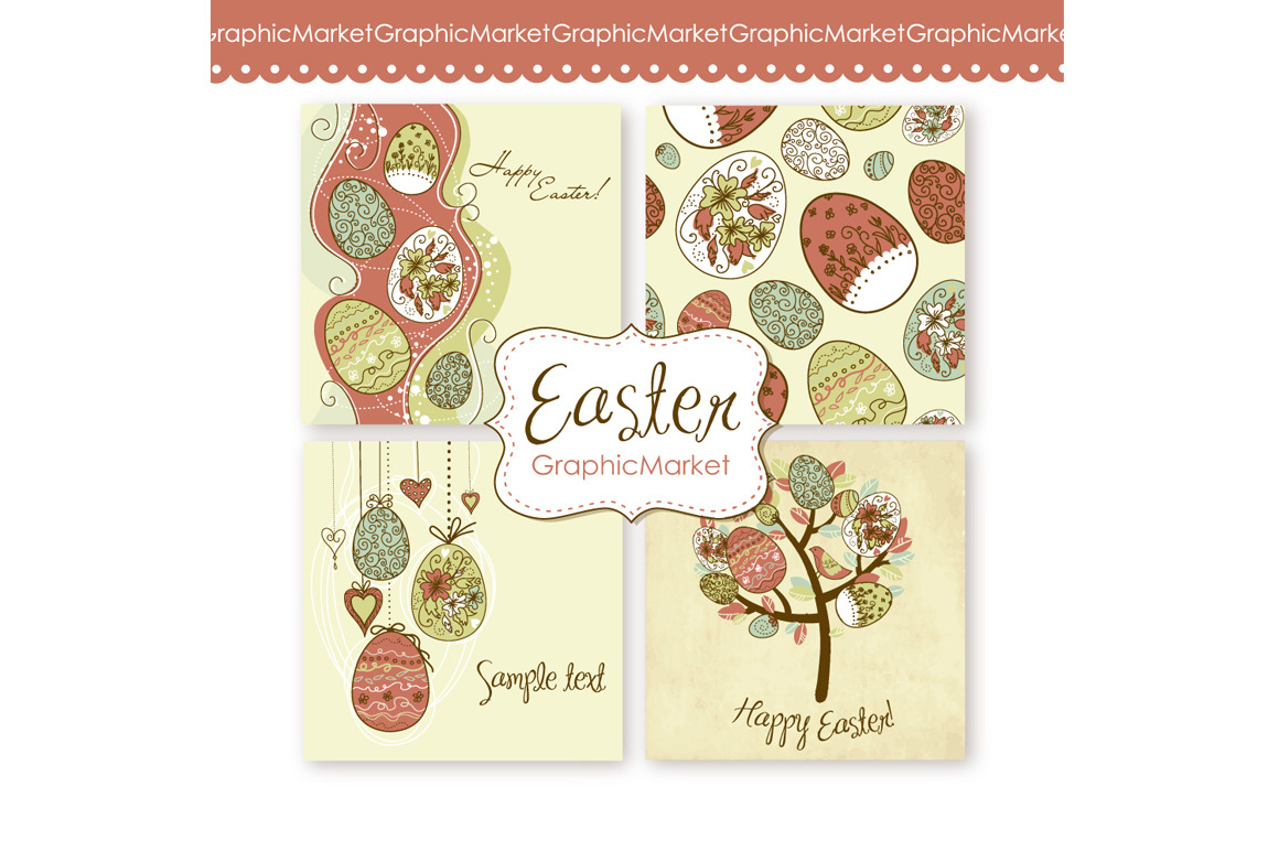 Easter Vintage card templates, an Illustration by GraphicMarket ...