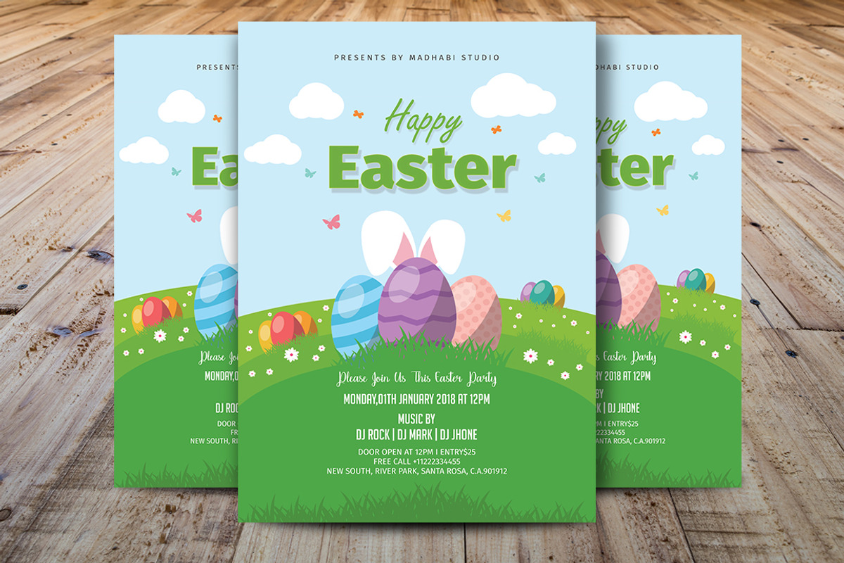 Easter Egg Hunt Flyer Template, a Flyer Template by Madhabi Studio