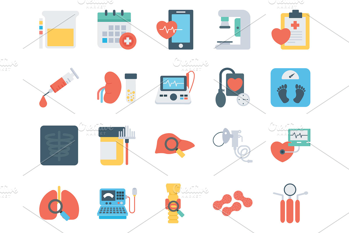 55 Health Checkup Flat Icons, an Icon by Vectors Market