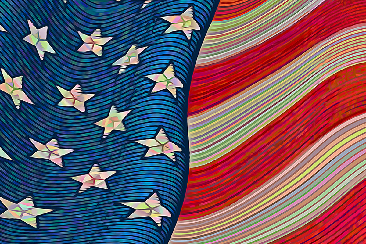 Pastel-color Stripes American Flag, an Illustration by Mysterylab Designs