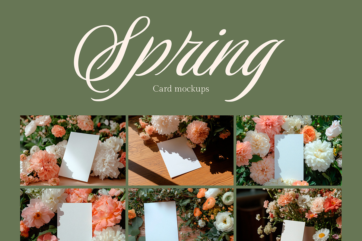 Spring card mockup, floral mockups