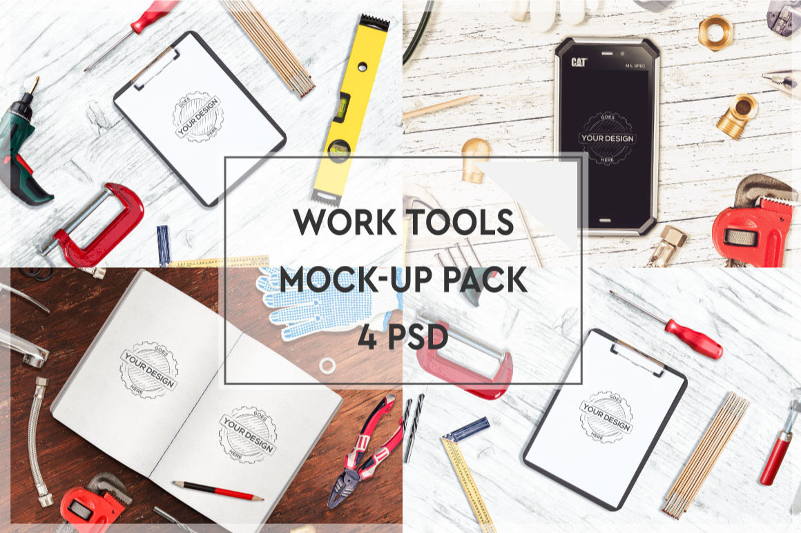 Work Tools Mock-up Pack #2, a Household Mockup by relineo.mock-ups
