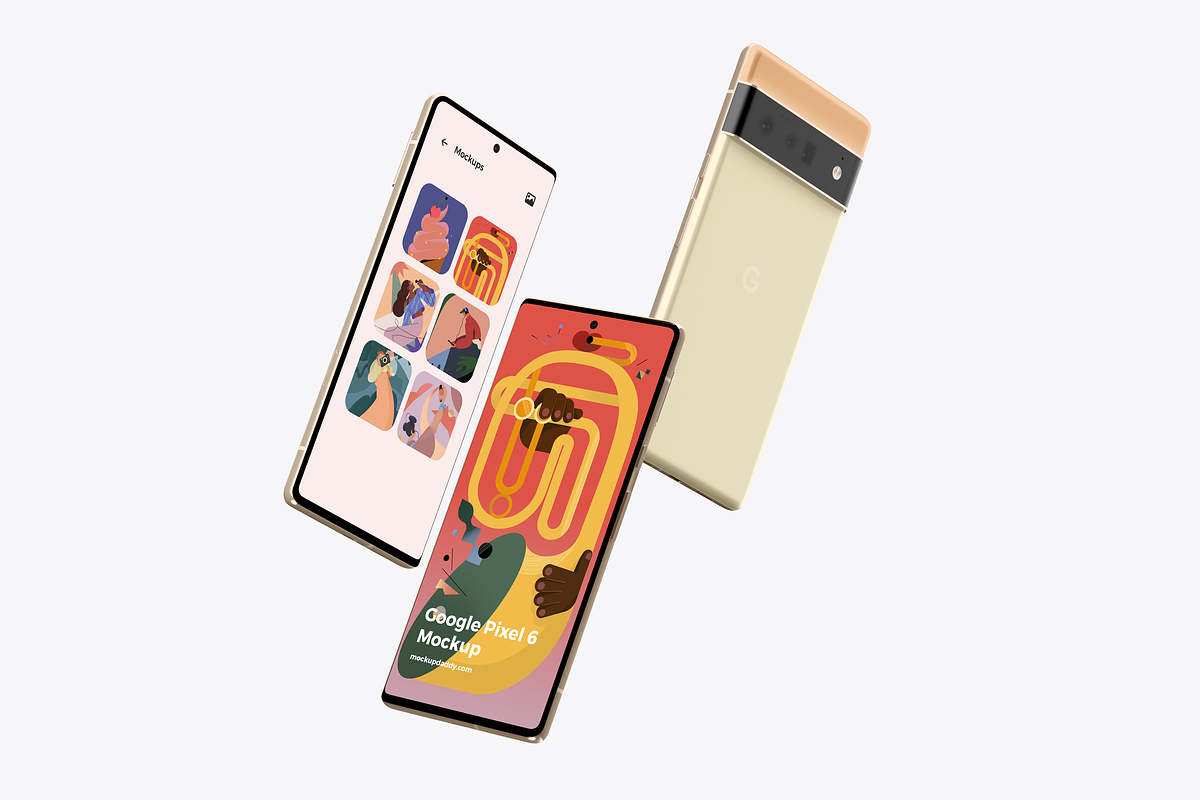 Google Pixel 6 Mockup, an Android Mockup by Mockupdaddy