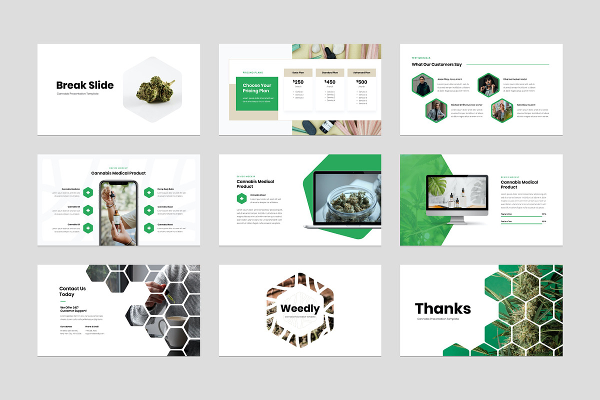 Cannabis PowerPoint Template, a Presentation Template by Flat Icons