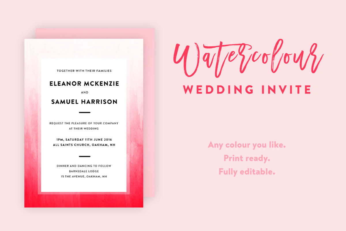 Ombre Watercolor Wedding Invite, an Invitation Template by Wednesday ...