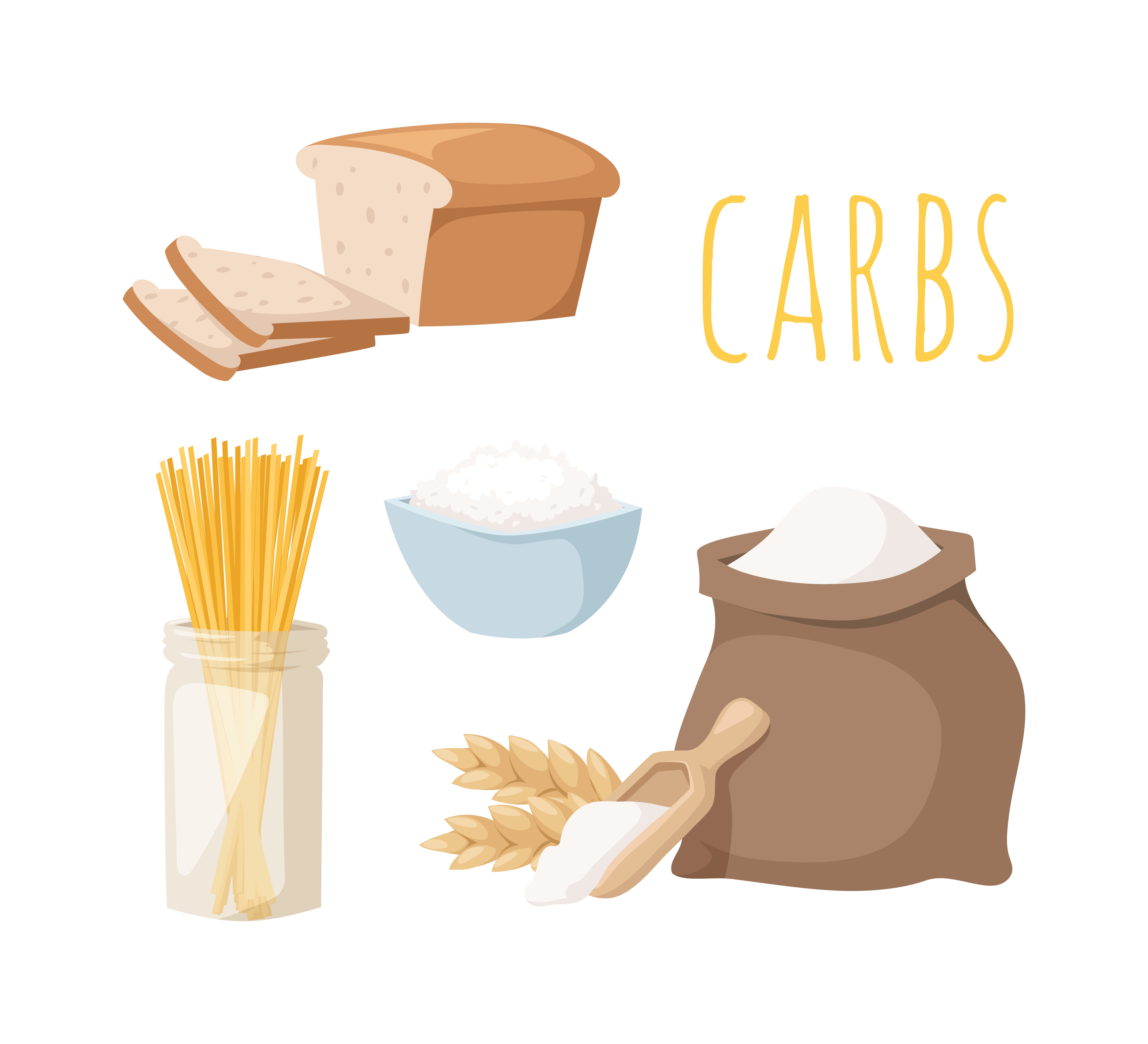 Carbs food vector illustration, a Food Illustration by Vectorstockersland