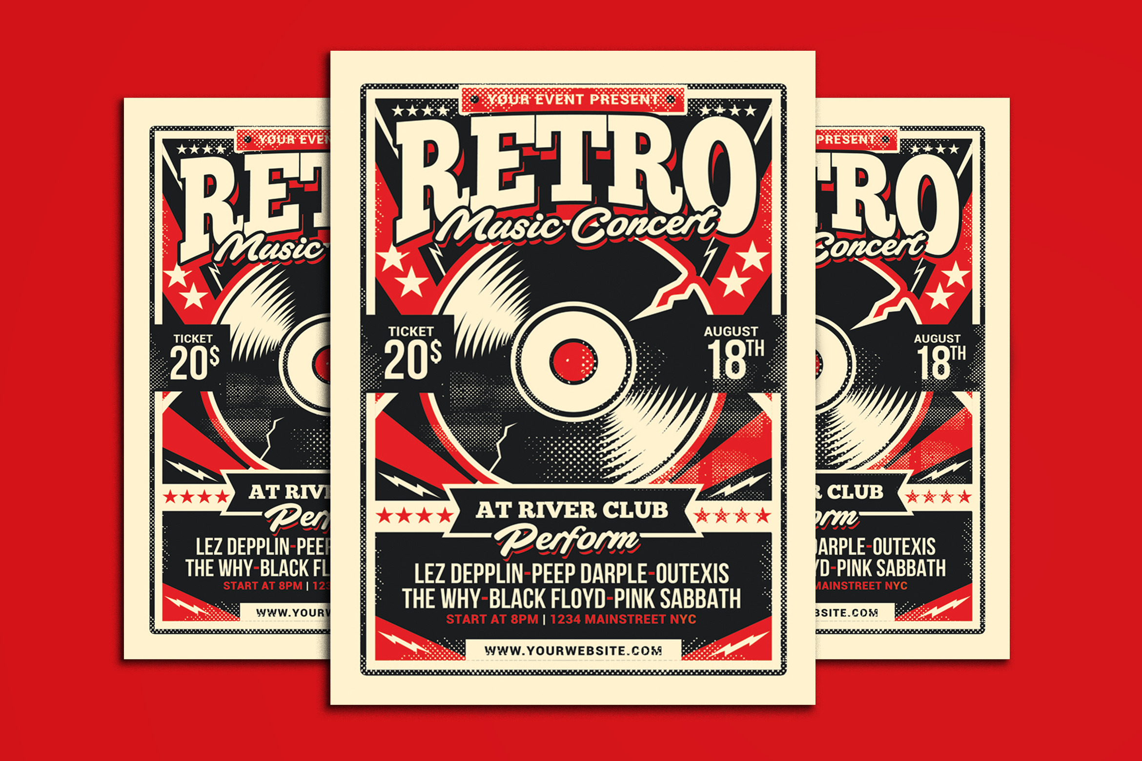 Retro Music Concert, a Flyer Template by Muhamad Iqbal hidayat