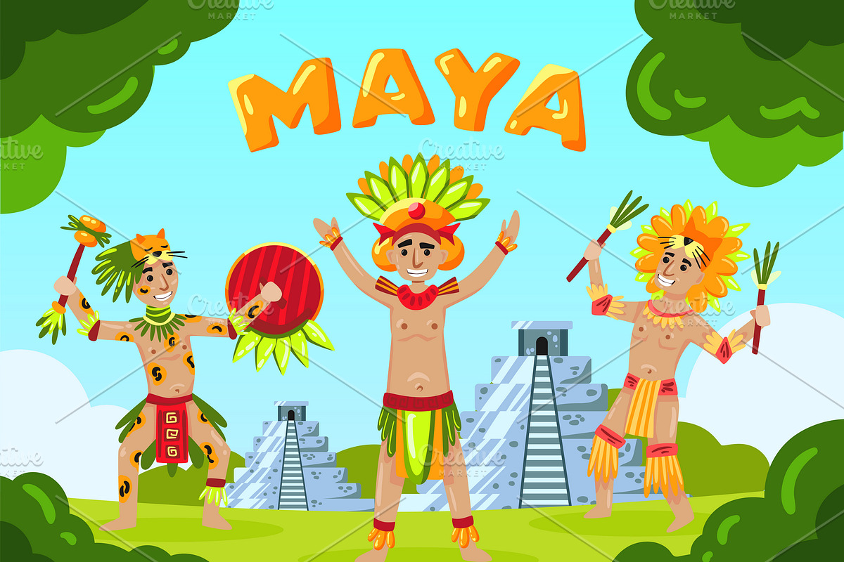 Maya civilization landscape, a Decorative Illustration by Macrovector ...