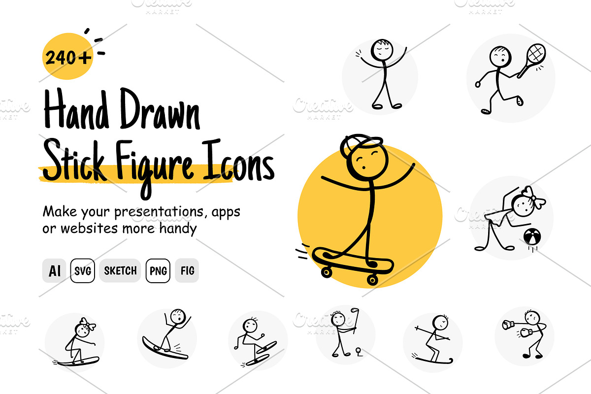 Hand Drawn Stick Figure Icons
